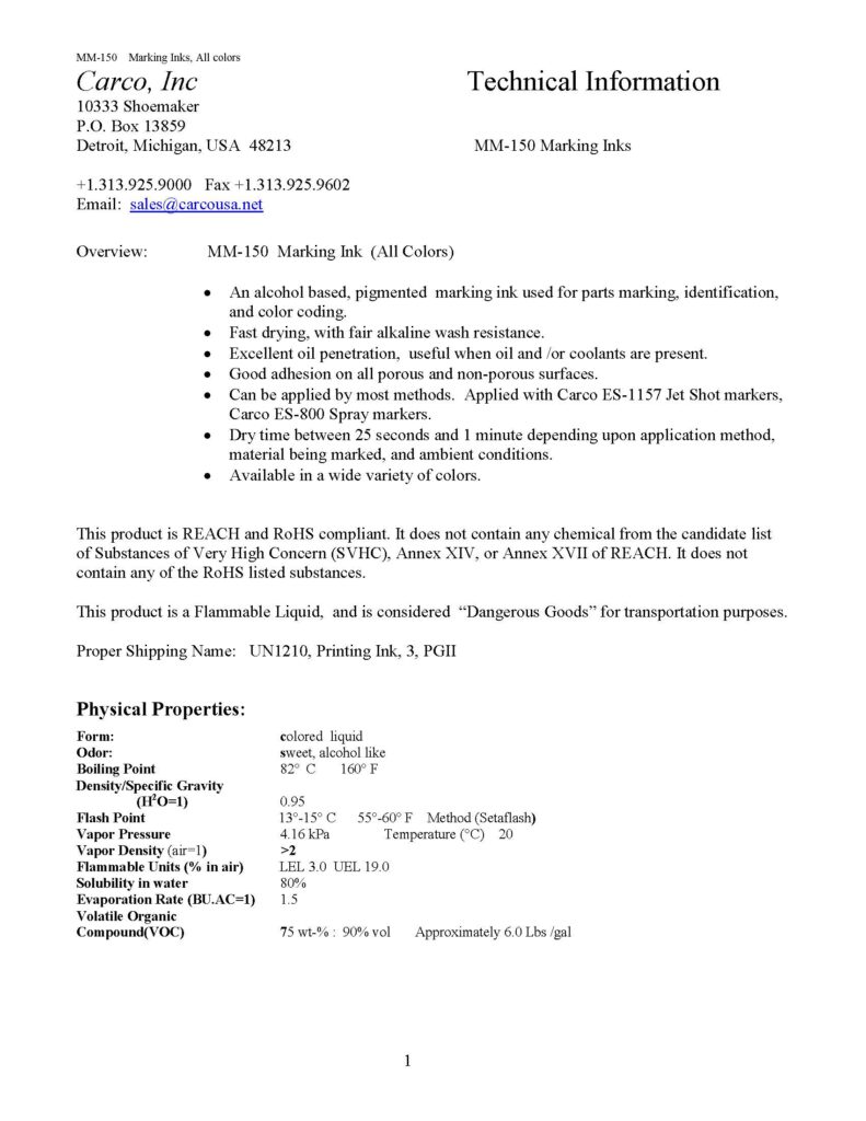 Technical Data Sheets (TDS) Archives - Page 2 of 2 - Carco, Inc.