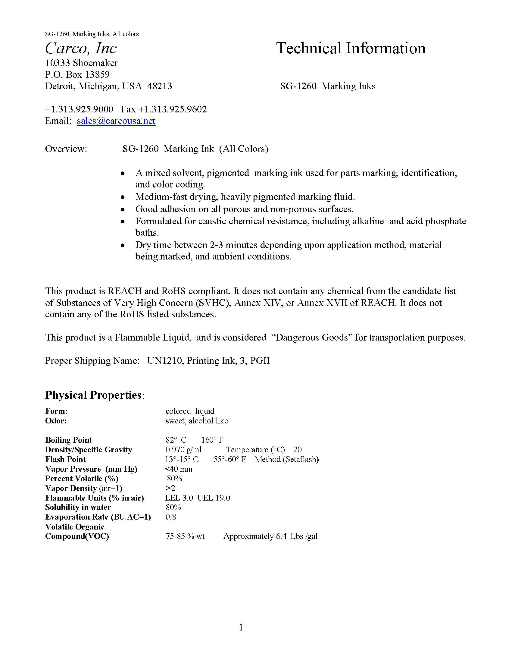 Technical Data Sheets (TDS) Archives - Carco, Inc.